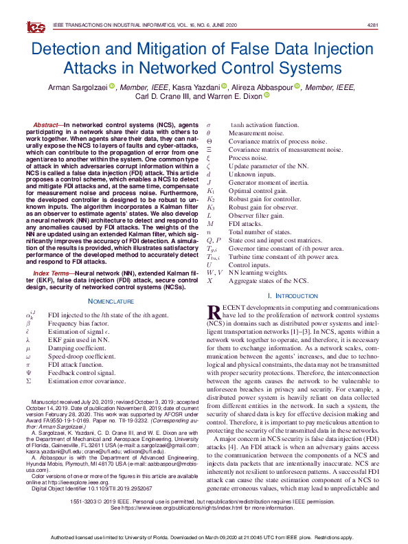 (PDF) Detection and Mitigation of False Data Injection Attacks in ...