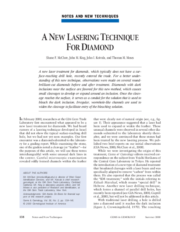 (PDF) A New Lasering Technique for Diamond