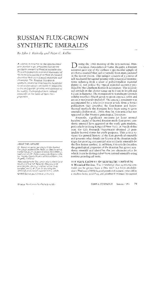 (PDF) Russian Flux-Grown Synthetic Emeralds