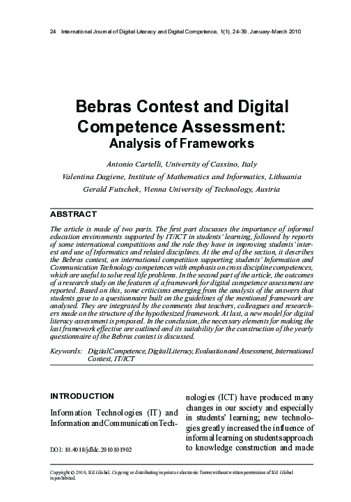 (PDF) Bebras Contest and Digital Competence Assessment
