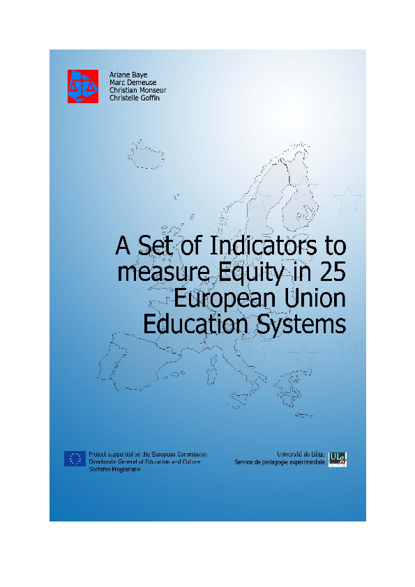 (PDF) A set of indicators to meaure the equity of the 25 educational ...