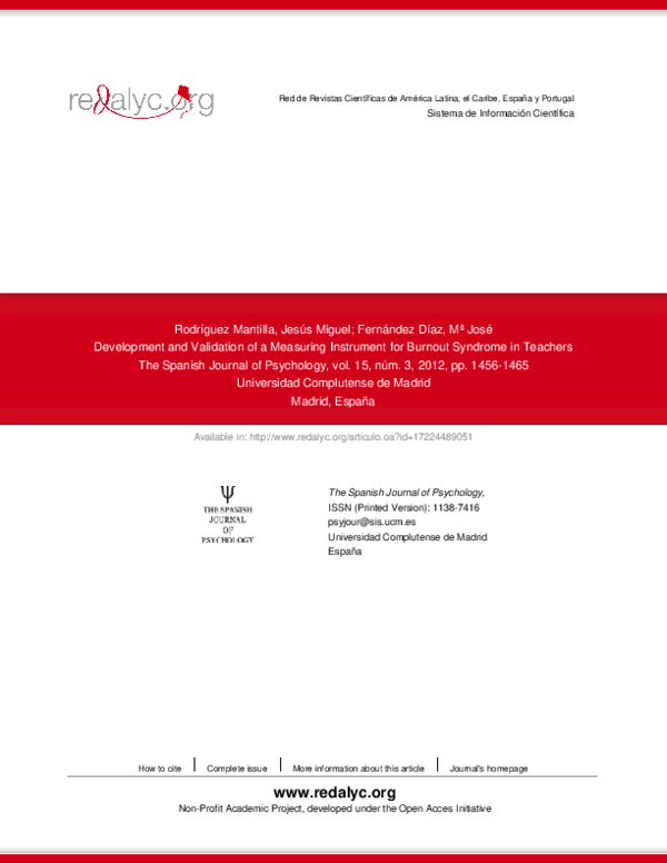 (PDF) Development and Validation of a Measuring Instrument for Burnout ...