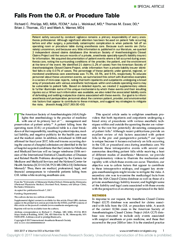 (PDF) Falls From the O.R. or Procedure Table