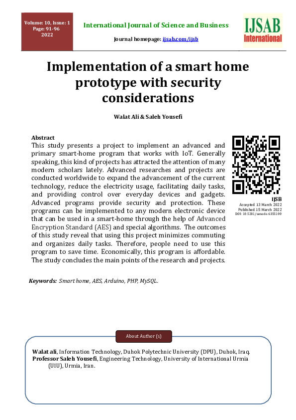 (PDF) Implementation of a smart home prototype with security considerations