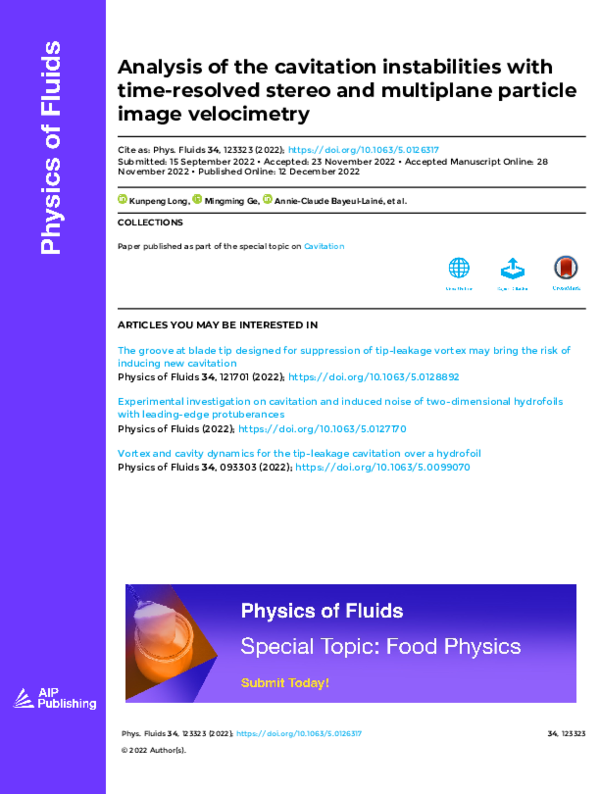 (PDF) Analysis of the cavitation instabilities with time-resolved stereo and multiplane particle ...
