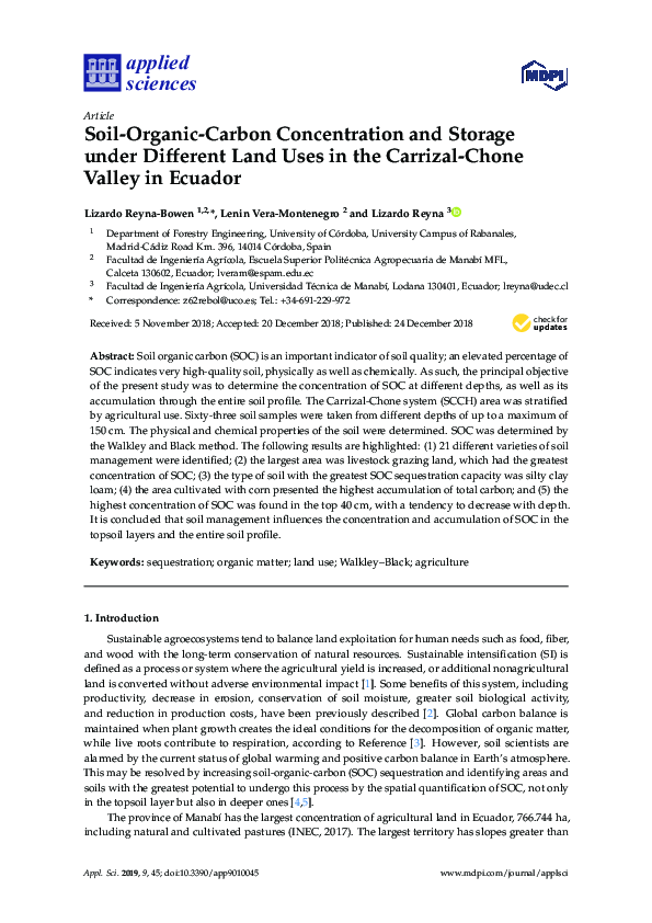 (PDF) Soil-Organic-Carbon Concentration and Storage under Different Land Uses in the Carrizal ...