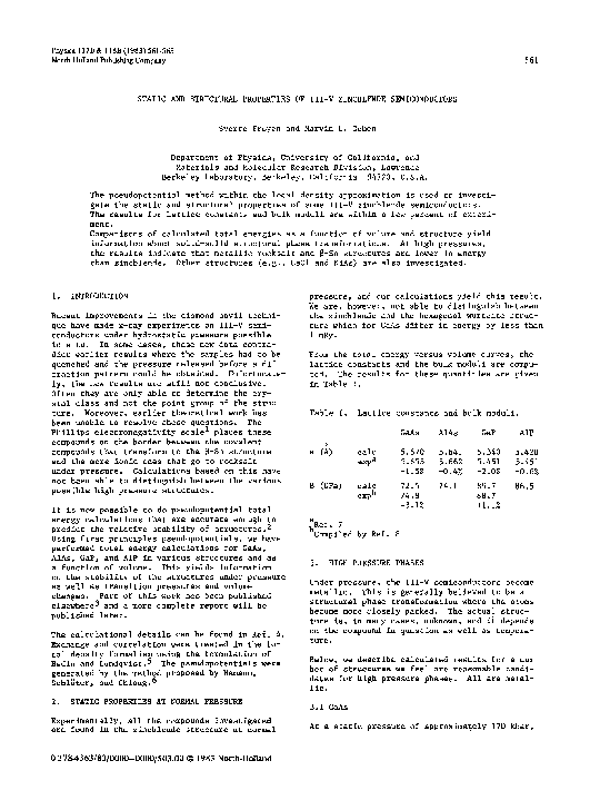 (PDF) Static and structural properties of III–V zincblende semiconductors