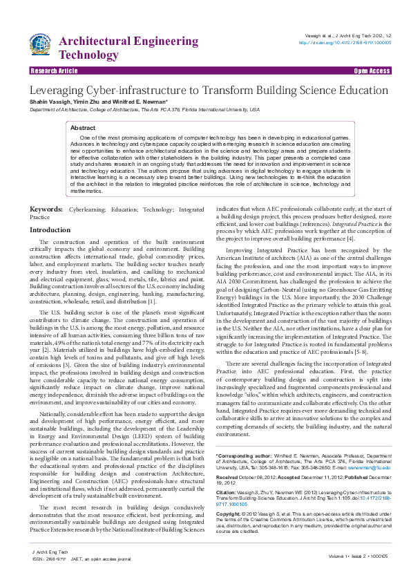 (PDF) Leveraging Cyber-infrastructure to Transform Building Science ...