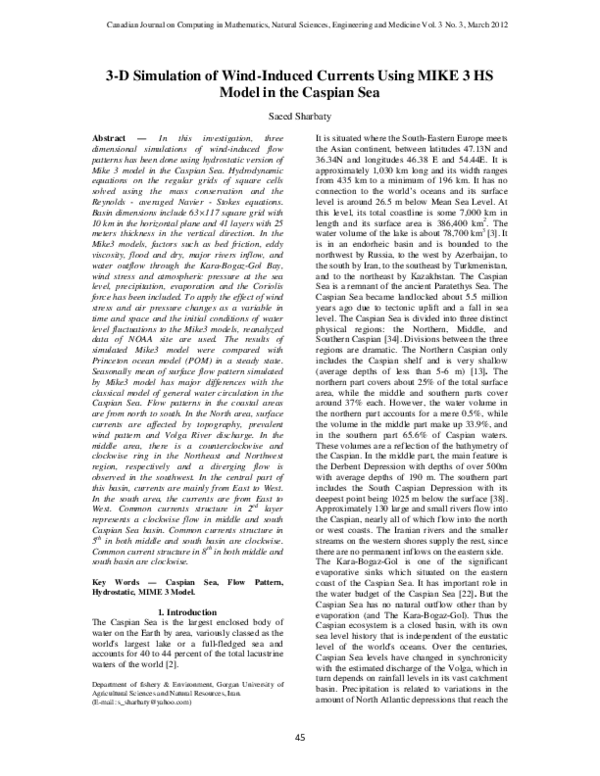 (PDF) 3-D Simulation of Wind-Induced Currents Using MIKE 3 HS Model in ...