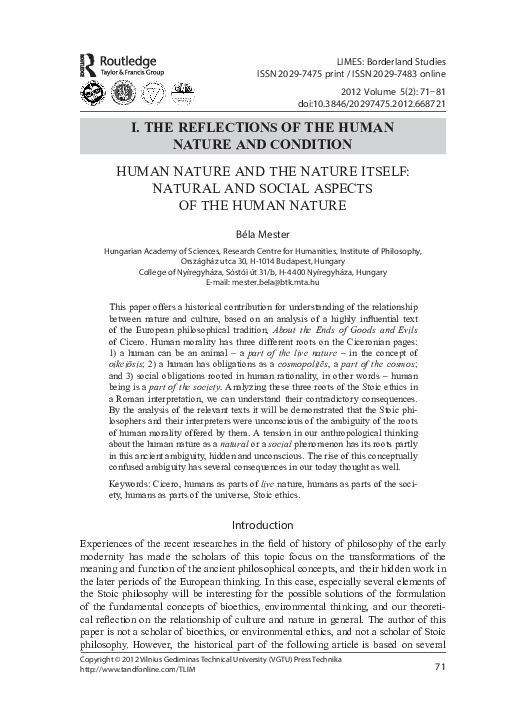 (PDF) Human Nature and the Nature Itself: Natural and Social Aspects of ...