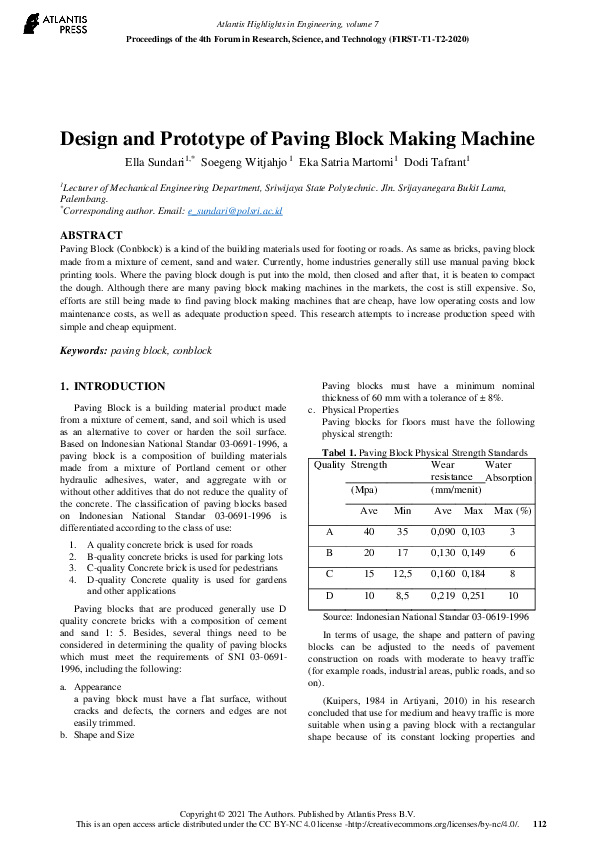 (PDF) Design and Prototype of Paving Block Making Machine