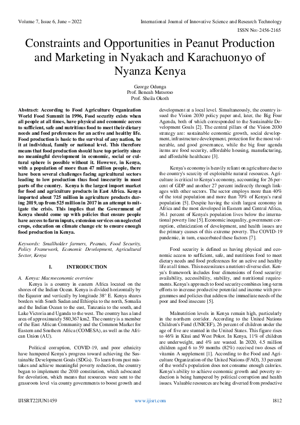 (PDF) Constraints and Opportunities in Peanut Production and Marketing ...