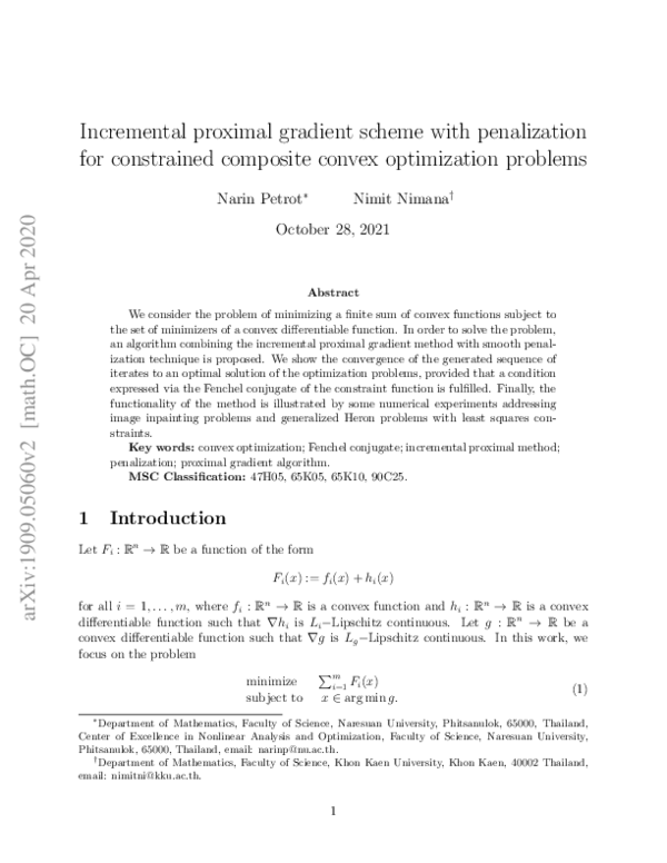 (PDF) Incremental proximal gradient scheme with penalization for constrained composite convex ...