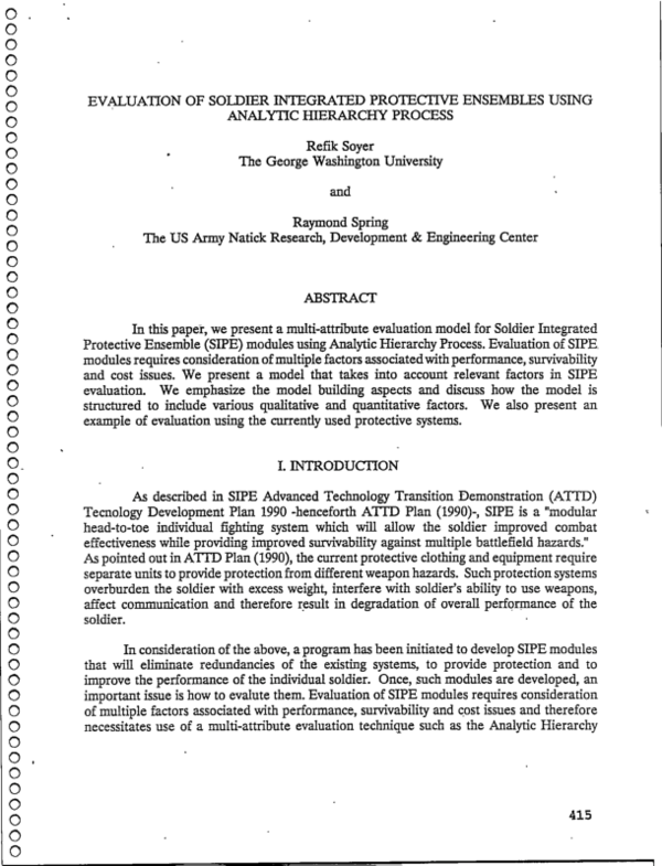 (PDF) Evaluation of Soldier Integrated Protective Ensembles Using ...