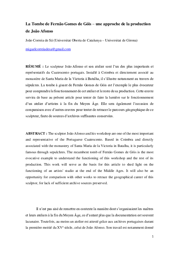 (PDF) La Tombe de Fernão Gomes de Góis – une approche de la production ...