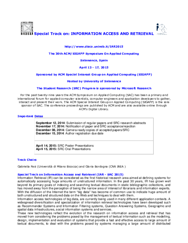 Pdf Information Access And Retrieval