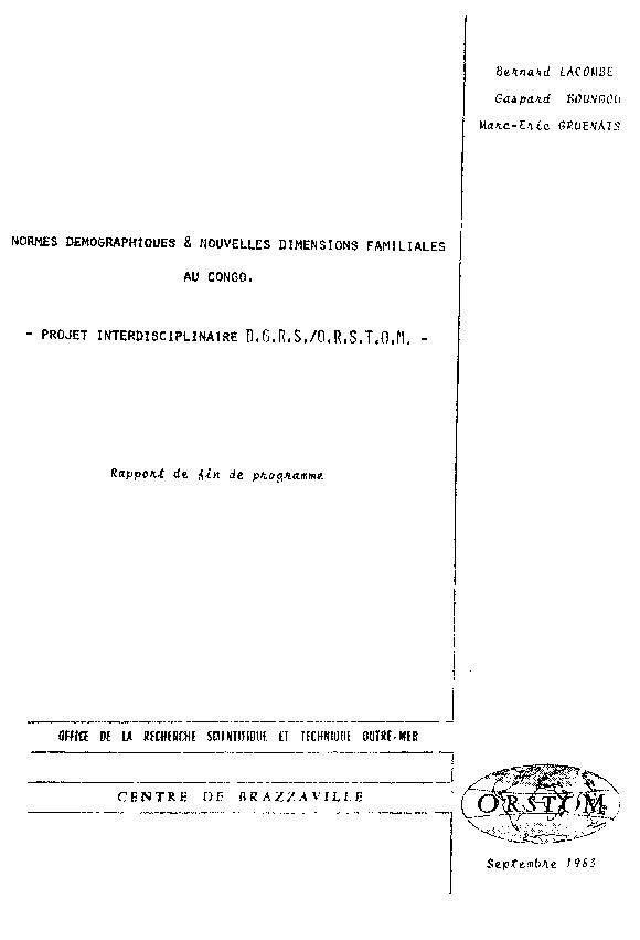 Normes démographiques et nouvelles dimensions familiales au Congo ...