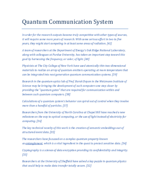 (PDF) Quantum Communication System
