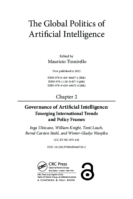 (PDF) Governance of Artificial Intelligence