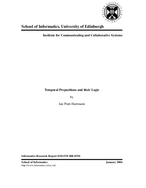 (PDF) Temporal prepositions and their logic