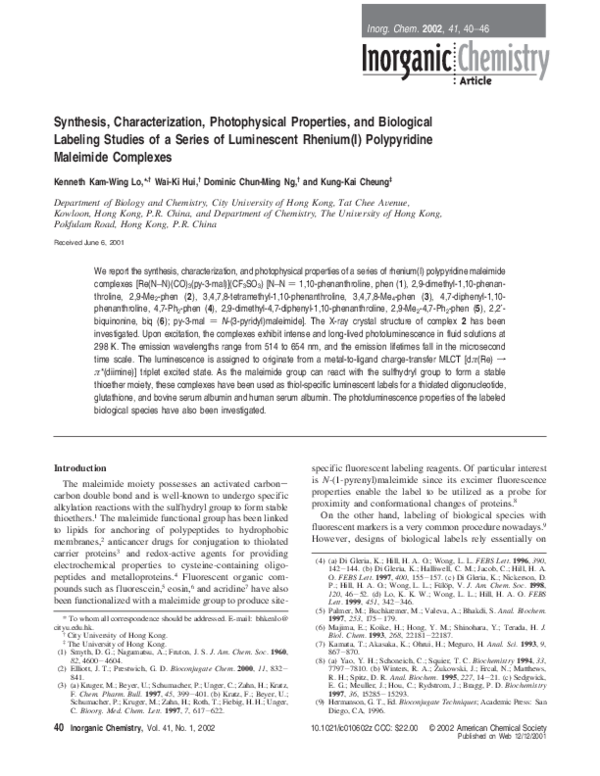 (PDF) Synthesis, Characterization, Photophysical Properties, and Biological Labeling Studies of ...