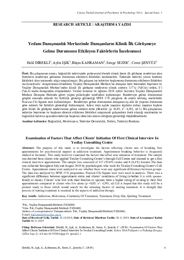 (PDF) Examination of Factors That Affect Clients' Initiation Of First ...