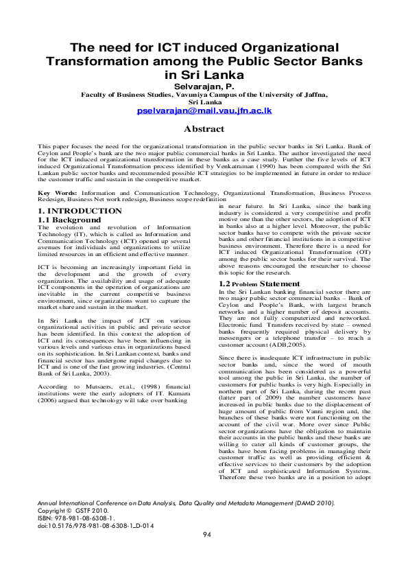 (PDF) The need for ICT induced Organizational Transformation among the ...
