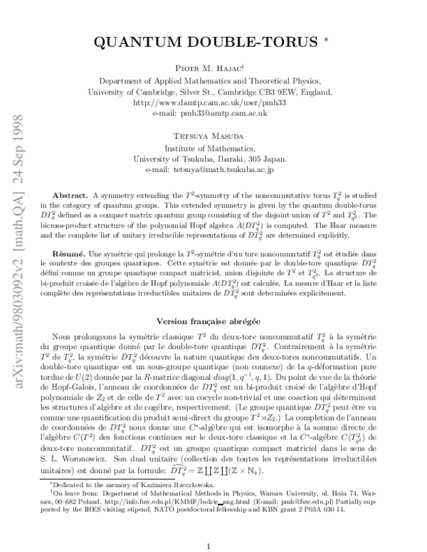 (PDF) Quantum double-torus