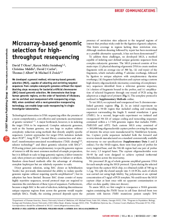 (PDF) Microarray-based genomic selection for high-throughput ...