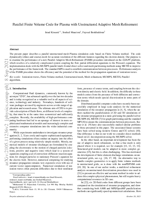 (PDF) Parallel Finite Volume Code for Plasma with Unstructured Adaptive Mesh Refinement