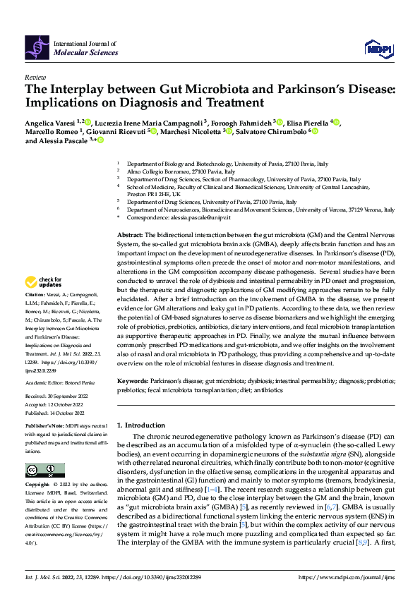 (PDF) The Interplay between Gut Microbiota and Parkinson’s Disease: Implications on Diagnosis ...