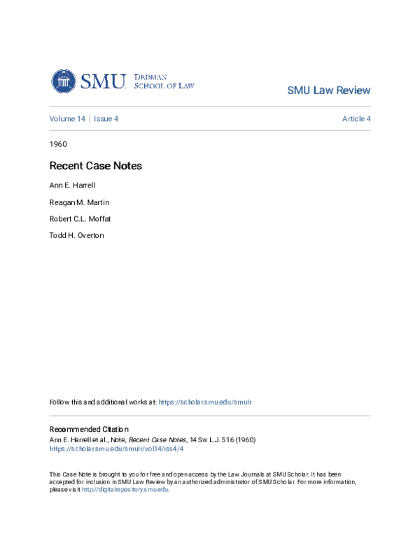 (PDF) Recent Case Notes