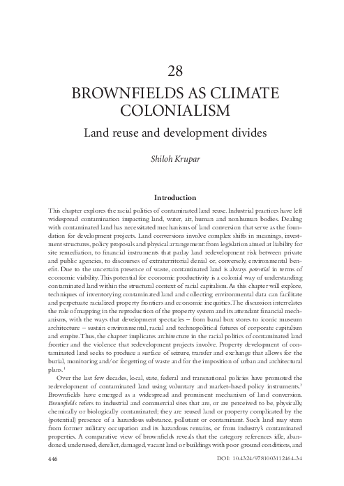(PDF) Brownfields as Climate Colonialism