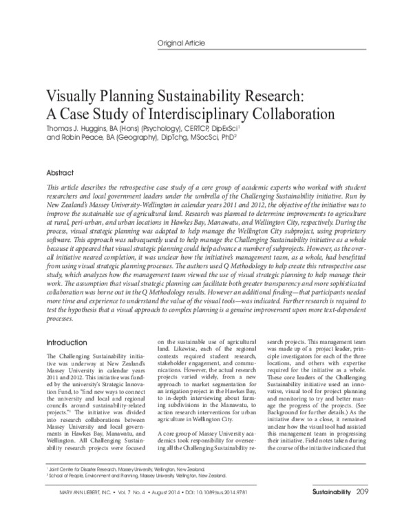(PDF) Visually Planning Sustainability Research: A Case Study of ...