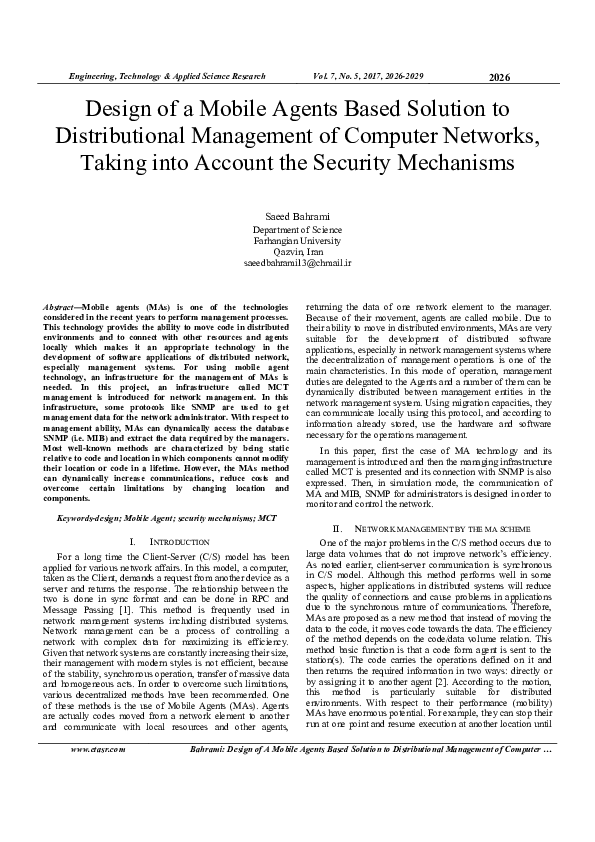 (PDF) Design of a Mobile Agents Based Solution to Distributional Management of Computer Networks ...