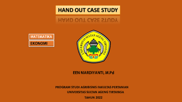 (PDF) HAND OUT CASE STUDY PROGRAM STUDI AGRIBISNIS FAKULTAS PERTANIAN UNIVERSITAS SULTAN AGENG ...
