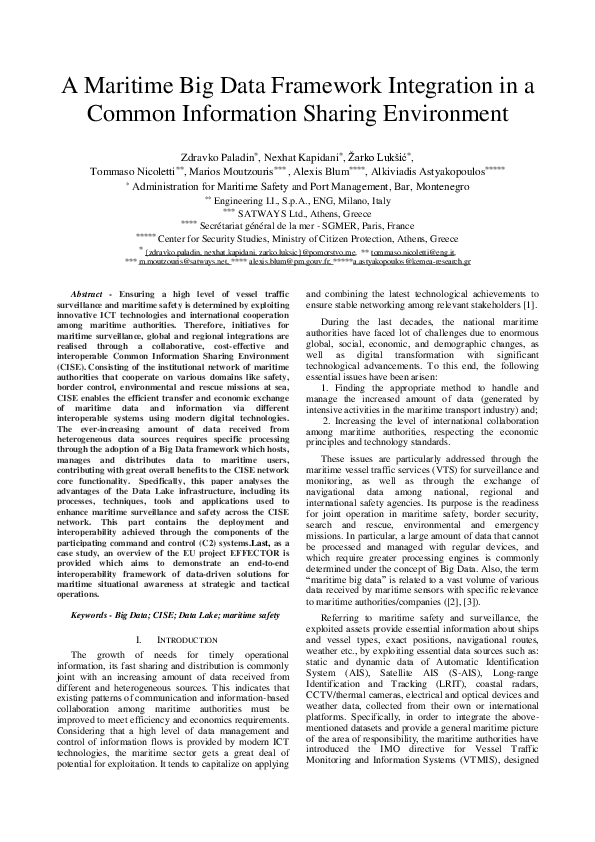 (PDF) A Maritime Big Data Framework Integration in a Common Information ...