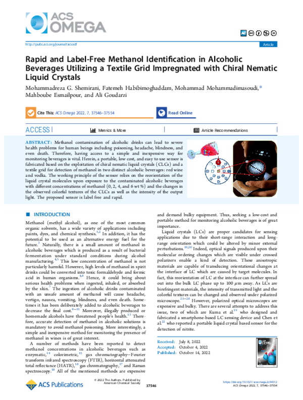 (PDF) Rapid and Label-Free Methanol Identification in Alcoholic ...
