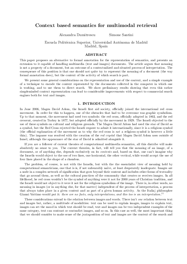 (PDF) Context based semantics for multimodal retrieval