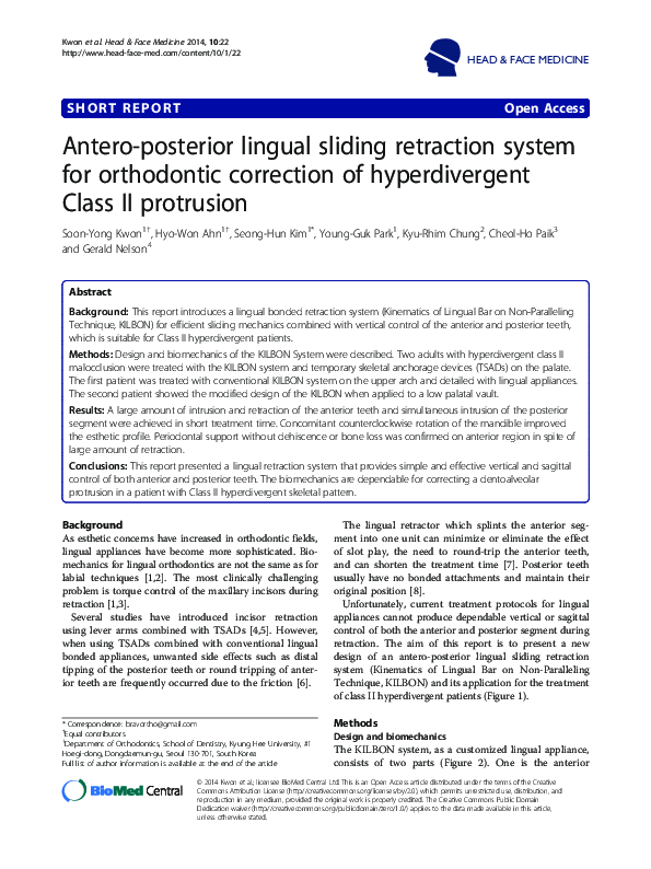 (PDF) Antero-posterior lingual sliding retraction system for ...
