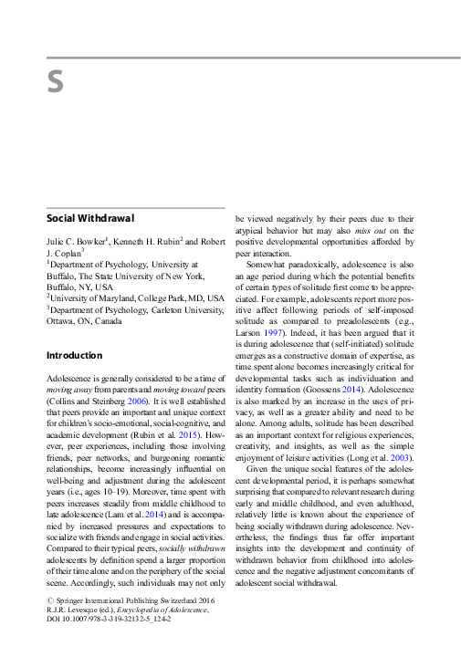 (PDF) Social Withdrawal