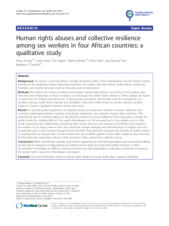 (PDF) Human rights abuses and collective resilience among sex workers ...