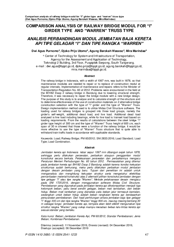 (PDF) Comparison Analysis of Railway Bridge Modul for “I” Girder Type ...