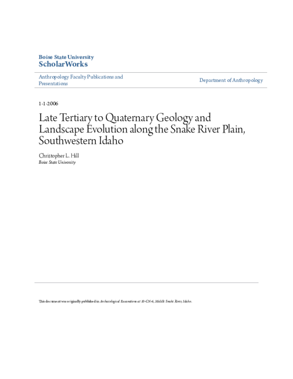 (PDF) Late Tertiary to Quaternary Geology and Landscape Evolution along ...