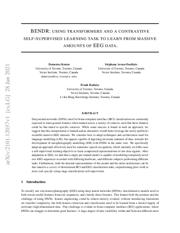 BENDR: Using Transformers and a Contrastive Self-Supervised Learning ...