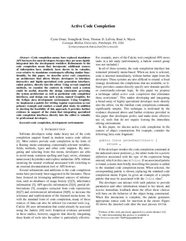(PDF) Active code completion
