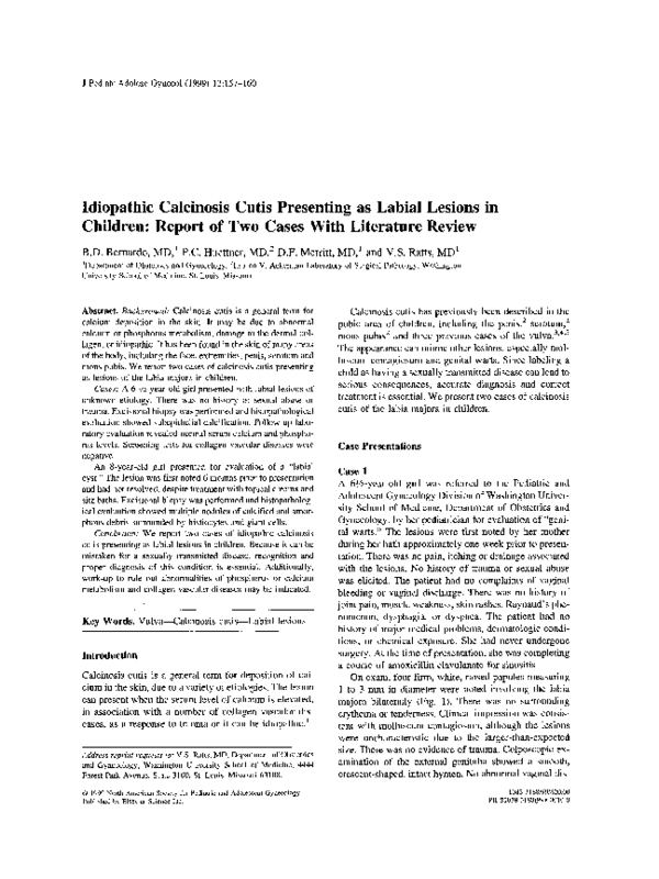 (PDF) Idiopathic calcinosis cutis presenting as labial lesions in ...