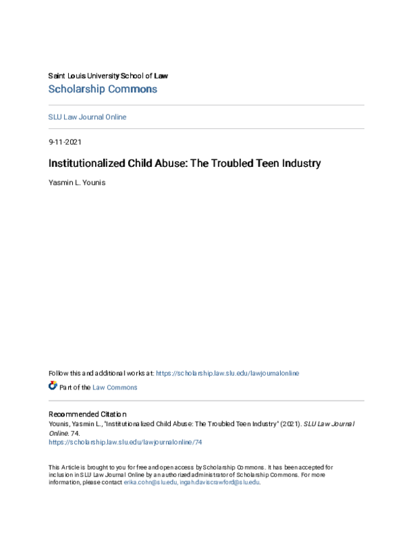 (PDF) Institutionalized Child Abuse: The Troubled Teen Industry