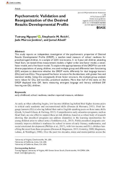 (PDF) Psychometric Validation and Reorganization of the Desired Results ...