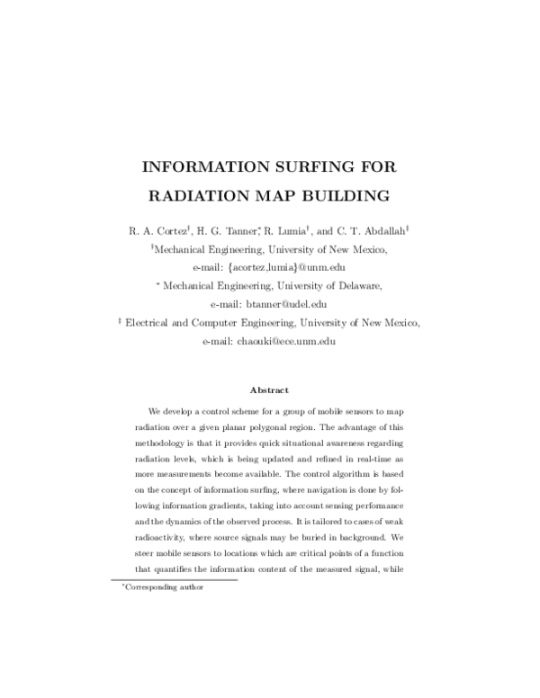(PDF) Information Surfing for Radiation Map Building | Andres Manuel ...